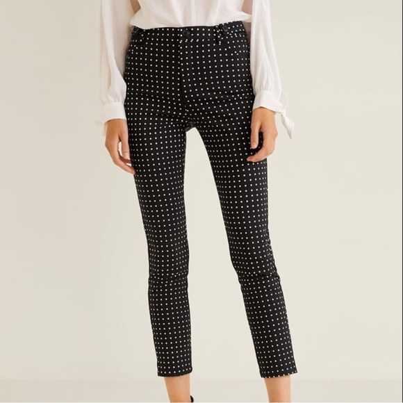 Mango | Pants & Jumpsuits | Mng Polka Dot Skinny Pants Black And Cream ...